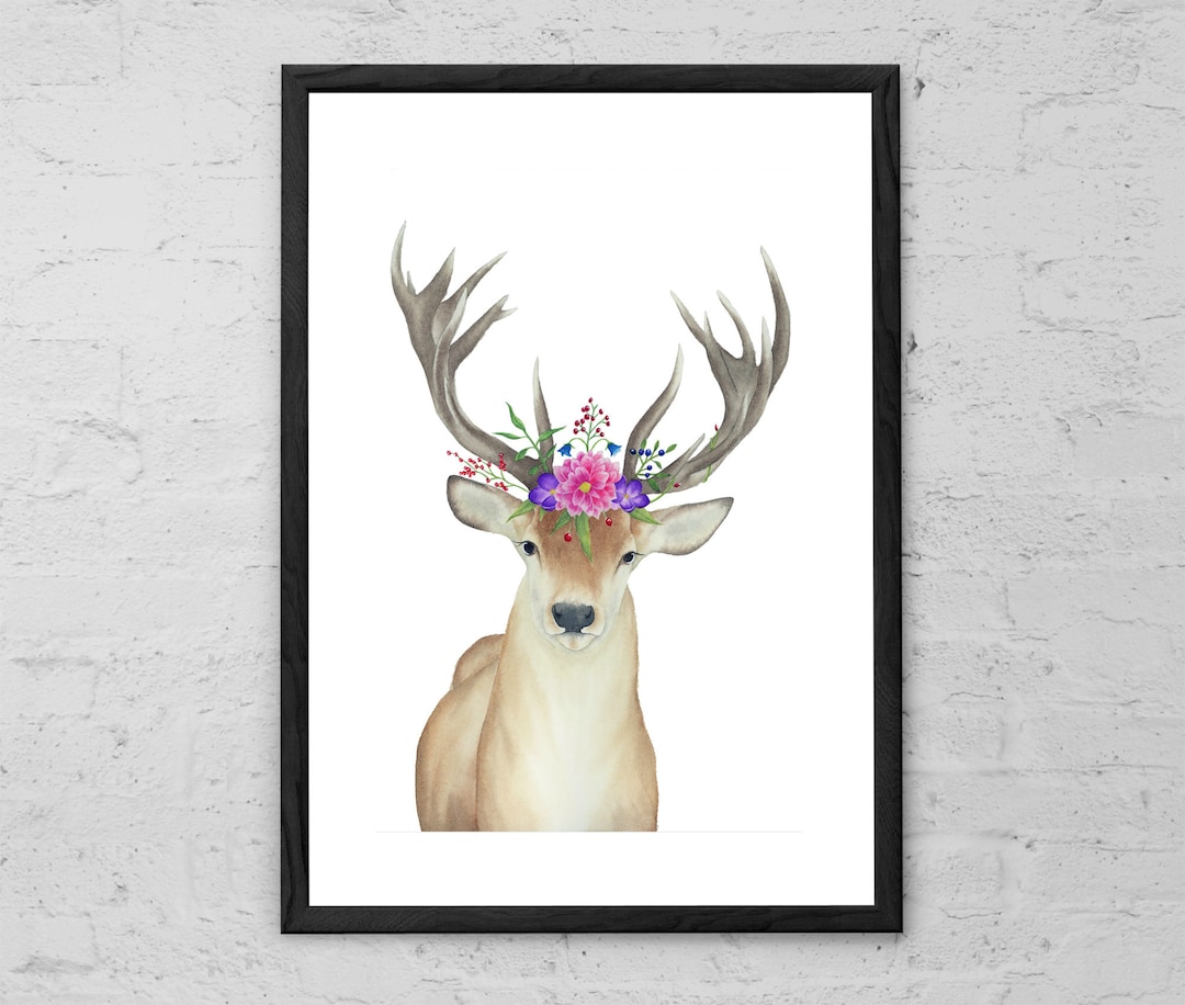 Stag Watercolor Stag Art Print Deer Painting Deer - Etsy