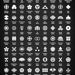 Samurai Clan Crests - Art Print - Japanese Family Crests Poster ...