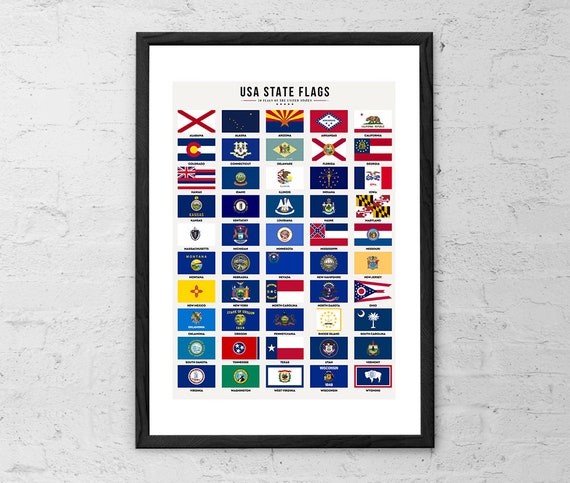 USA State Flags Art Print United States Flags Poster | Etsy