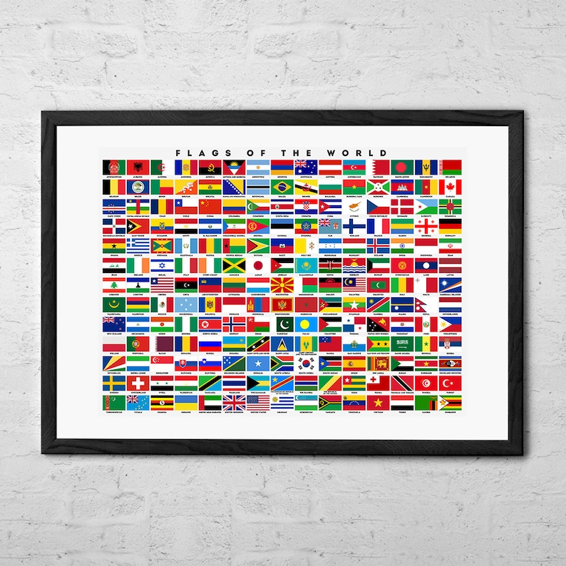 Flags of the World Art Print World Country Flags Poster Classroom Decor ...