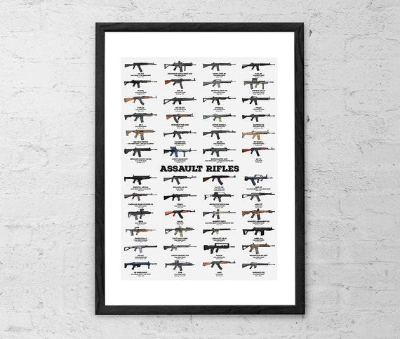 Assault Rifles Art Print Firearms Wall Art Swat Print | Etsy