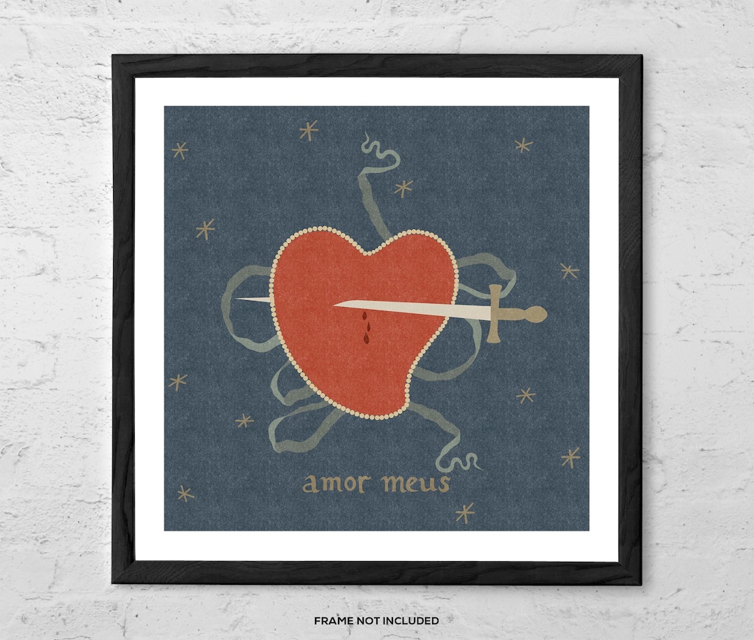 Amor Meus – Bleeding Heart and Sword Art Print | Sacred Heart Medieval ...