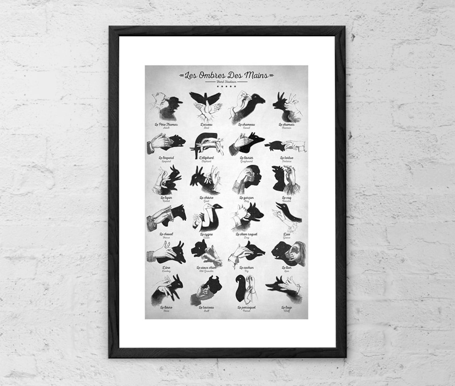 Hand Shadows Ombromanie Illustrations Shadowgraphy Shadow Puppet Print ...