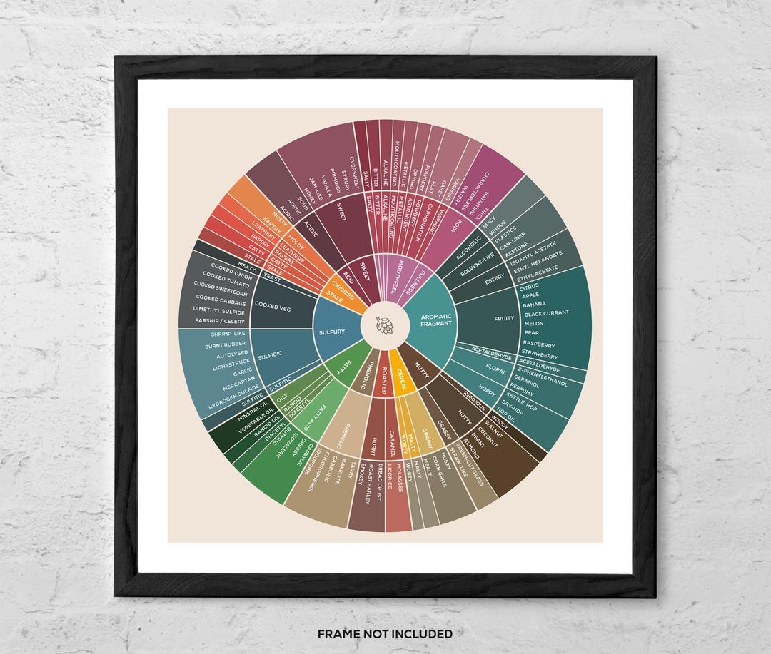 Beer Flavour Wheel - Art Print - Beer Tasting Wheel Poster - Beer Aroma ...