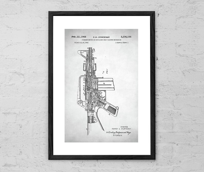 M16 Assault Rifle Patent Print Art 1966 M-16 Rifle Poster - Etsy