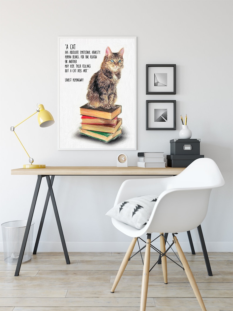 Cat Quote by Ernest Hemingway Art Print Hemingway Quotes - Etsy UK