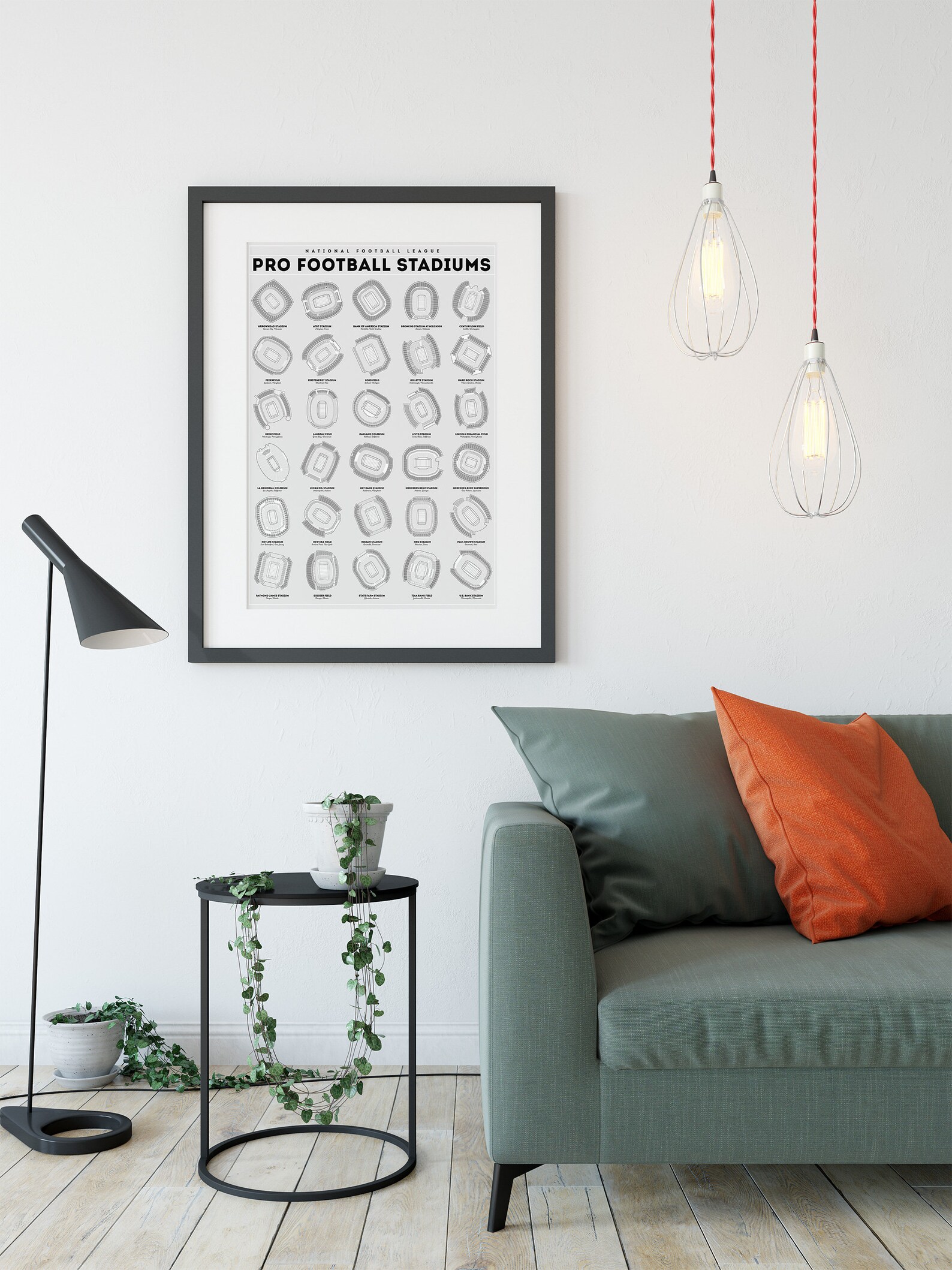 Pro Football Stadiums - Art Print - Sports Gift - Football Poster ...