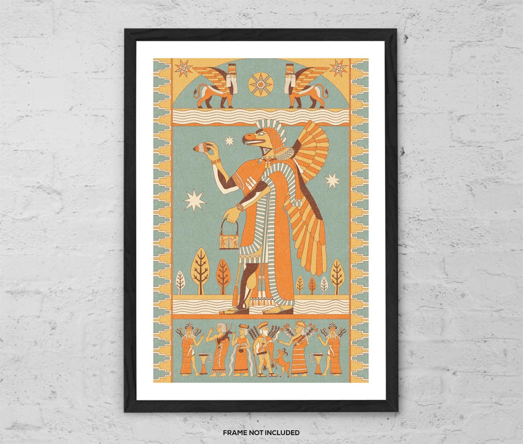 Guardian – Mesopotamian Wall Art Print, Assyrian Mythology Poster ...