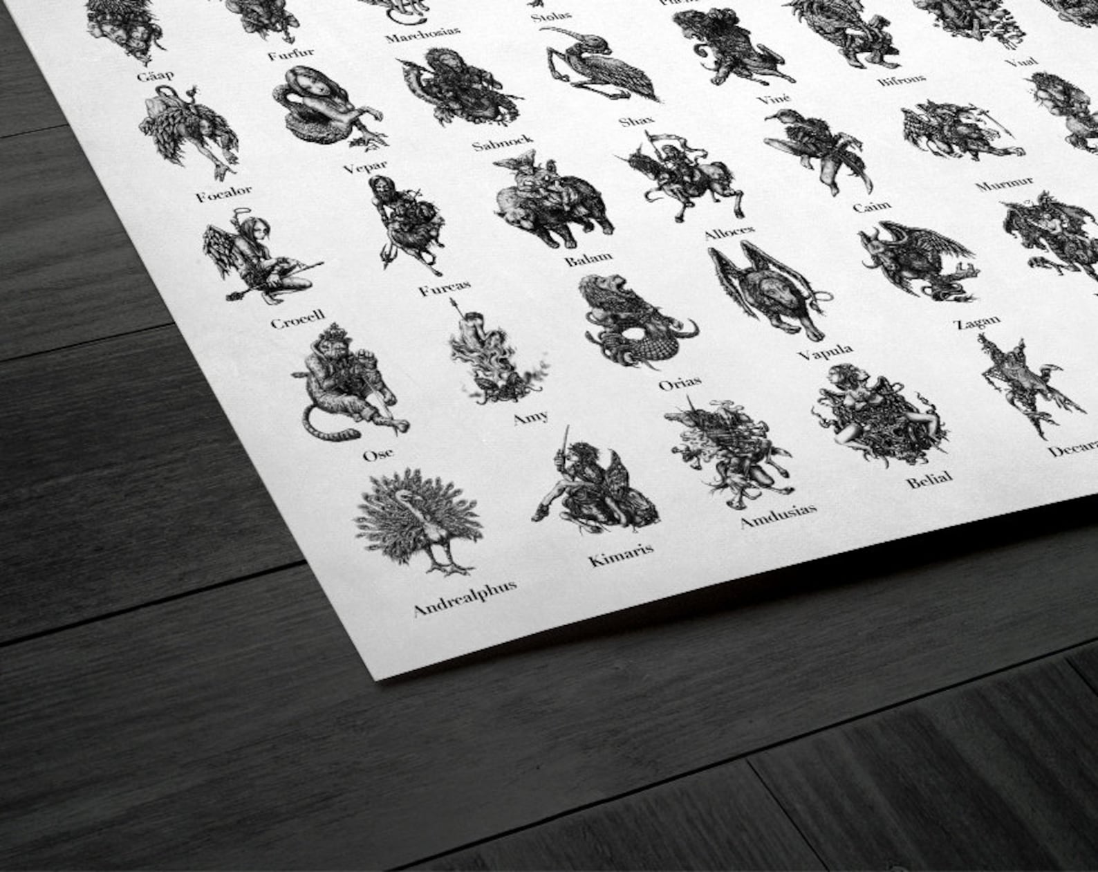 72 Demons of Solomon Art Print the Lesser Key of Solomon | Etsy