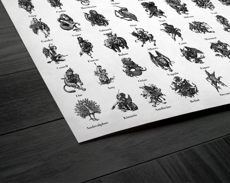 72 Demons of Solomon Art Print the Lesser Key of Solomon - Etsy