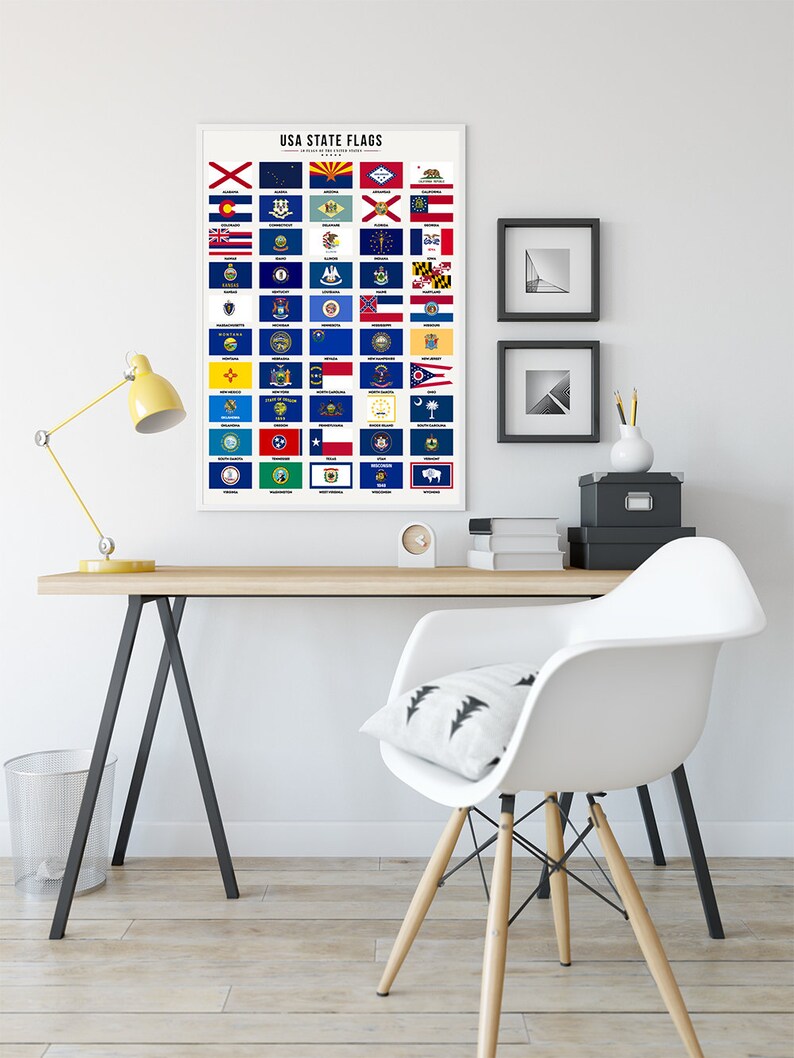 USA State Flags Art Print United States Flags Poster - Etsy