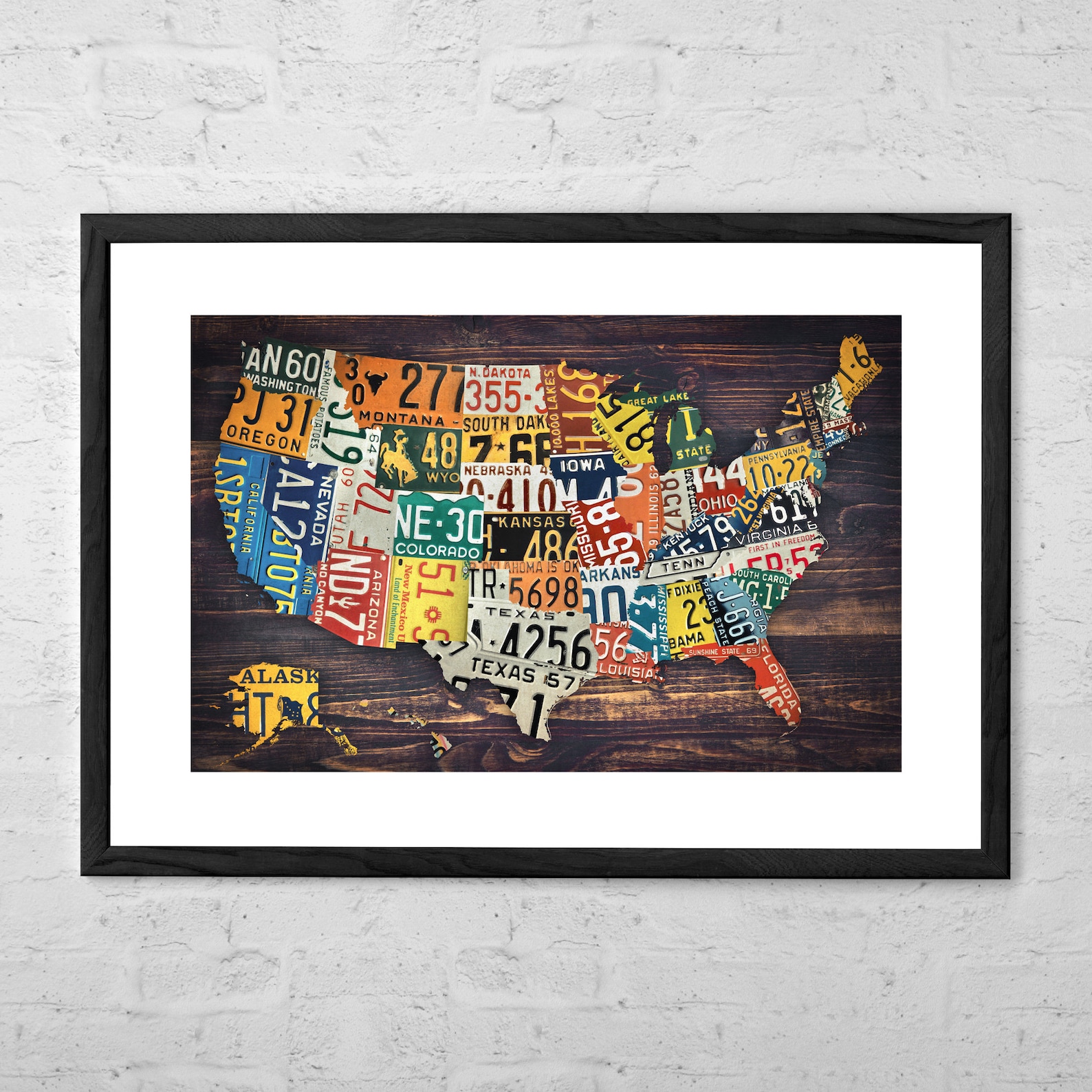 USA License Plates Map Art Print License Plates Poster | Etsy
