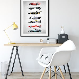 Evolution of F1 Cars - Art Print - F1 Poster - Formula 1 Car Poster ...