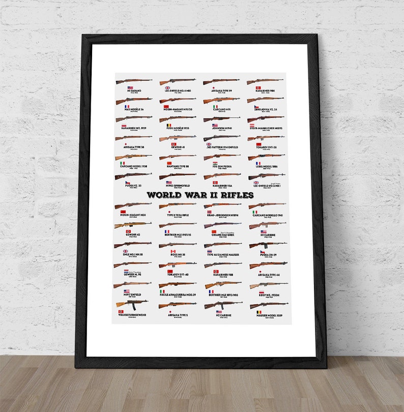 World War II Rifles Art Print WW2 Poster Military Gift - Etsy
