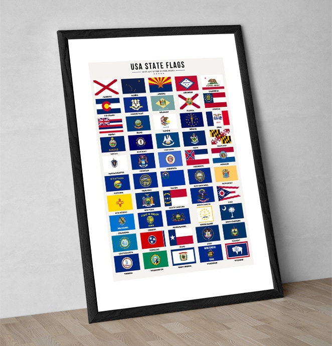 USA State Flags Art Print United States Flags Poster | Etsy