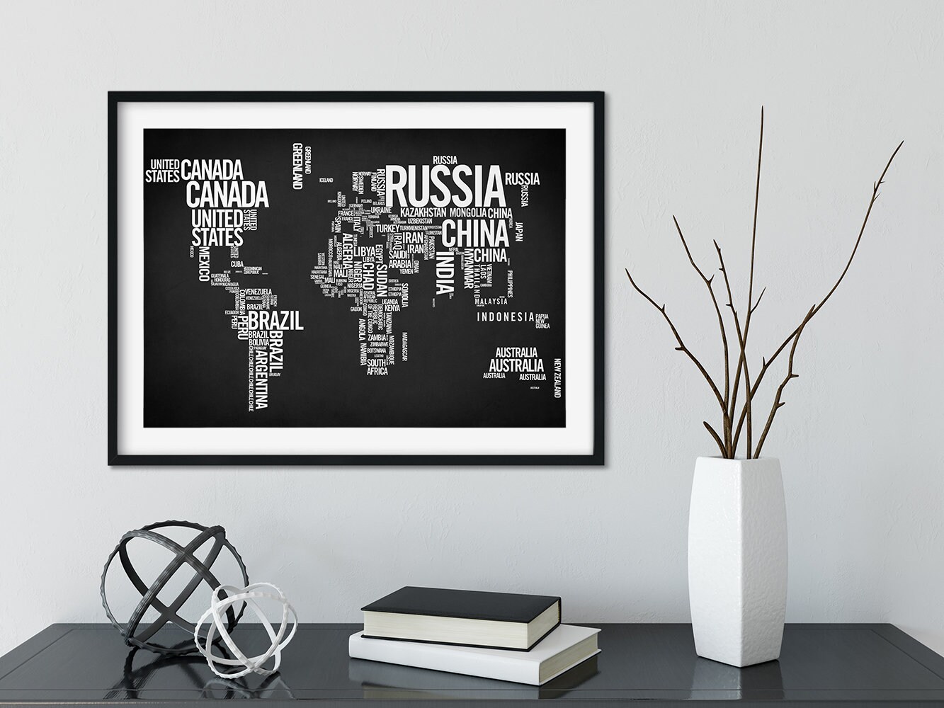 World Map Typo Art Print Typographic World Map Wall Art Poster | Etsy