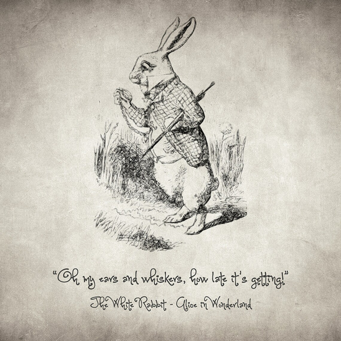 White Rabbit Quote Alice in Wonderland Drawing Quote | Etsy