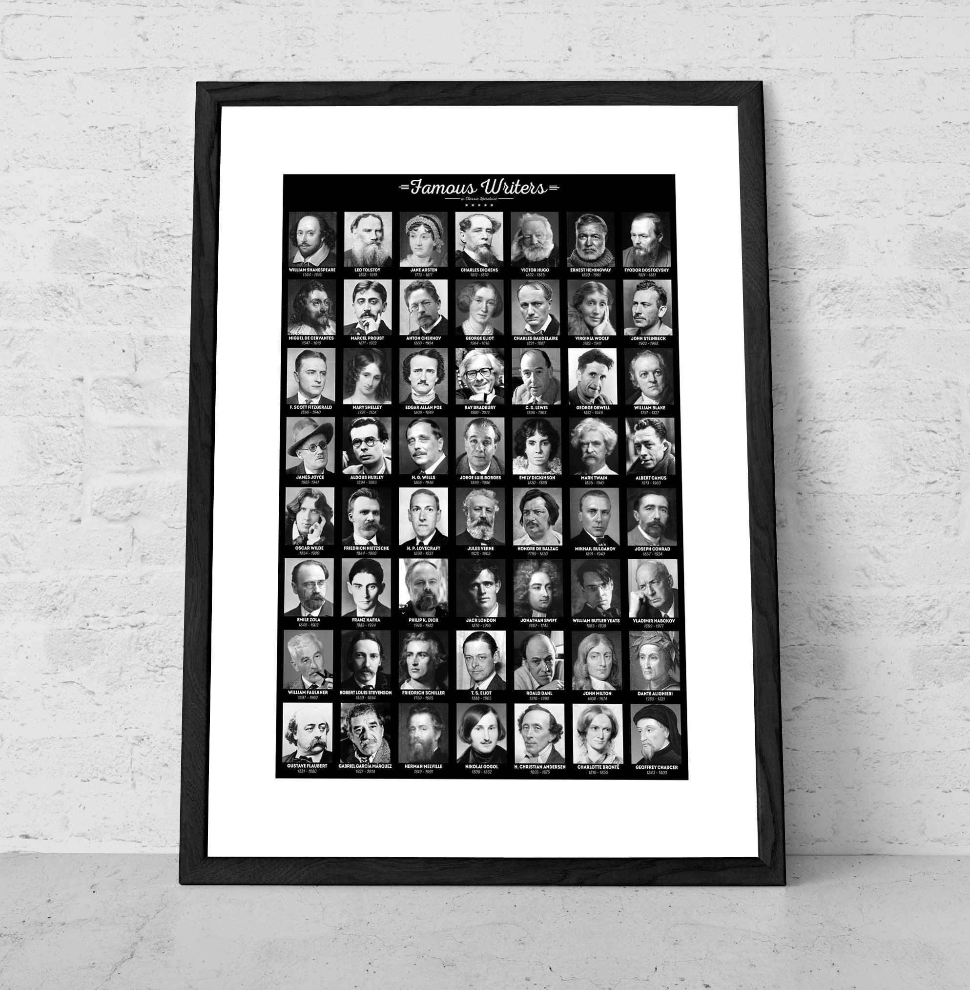 Famous Writers Art Print Literary Poster History of | Etsy