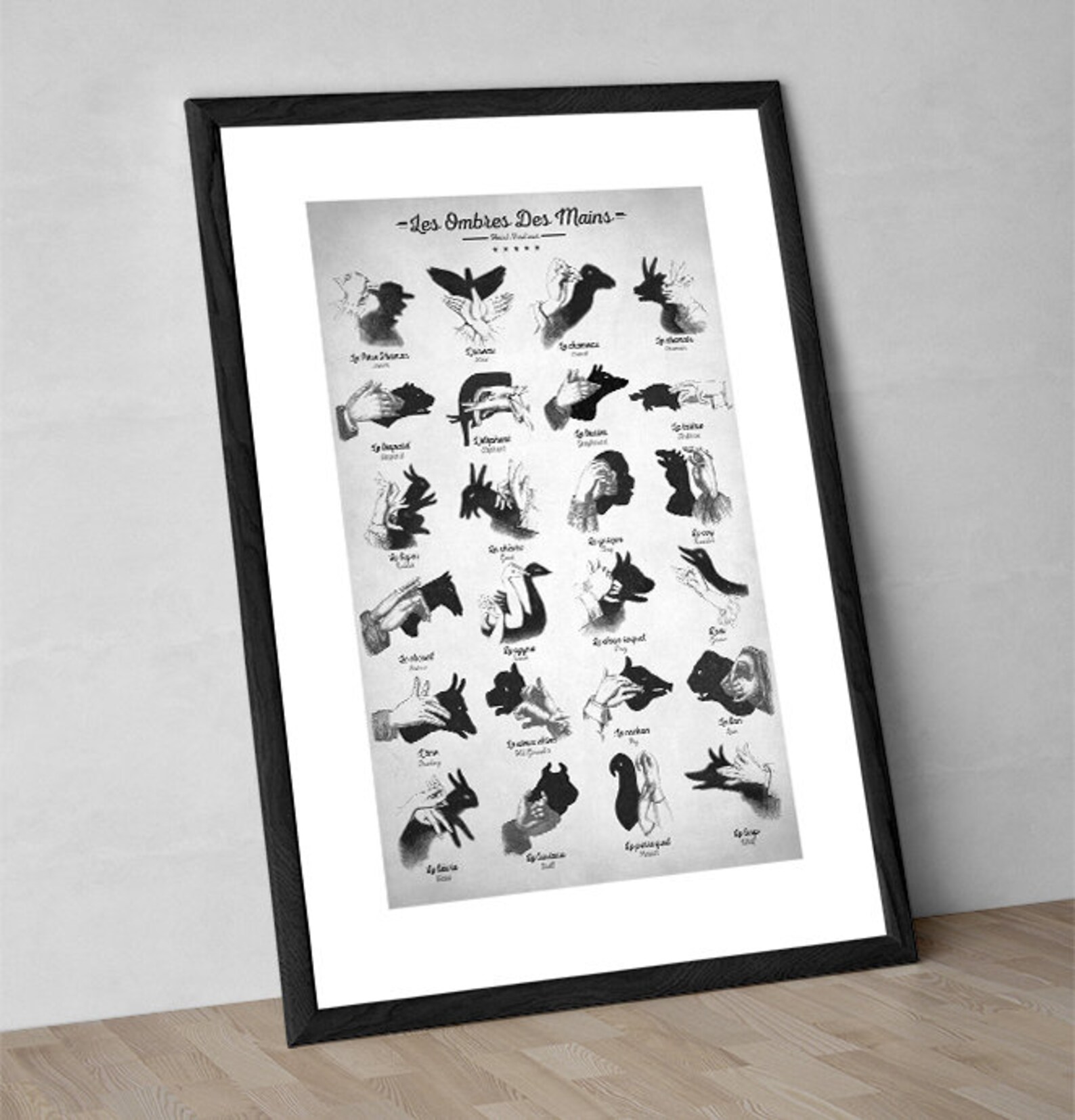 Hand Shadows Ombromanie Illustrations Shadowgraphy Shadow Puppet Print ...