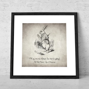 White Rabbit Quote - Alice in Wonderland- Drawing - Quote Prints ...