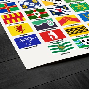 Counties of England - Art Print - British County Flags Poster - Britain ...