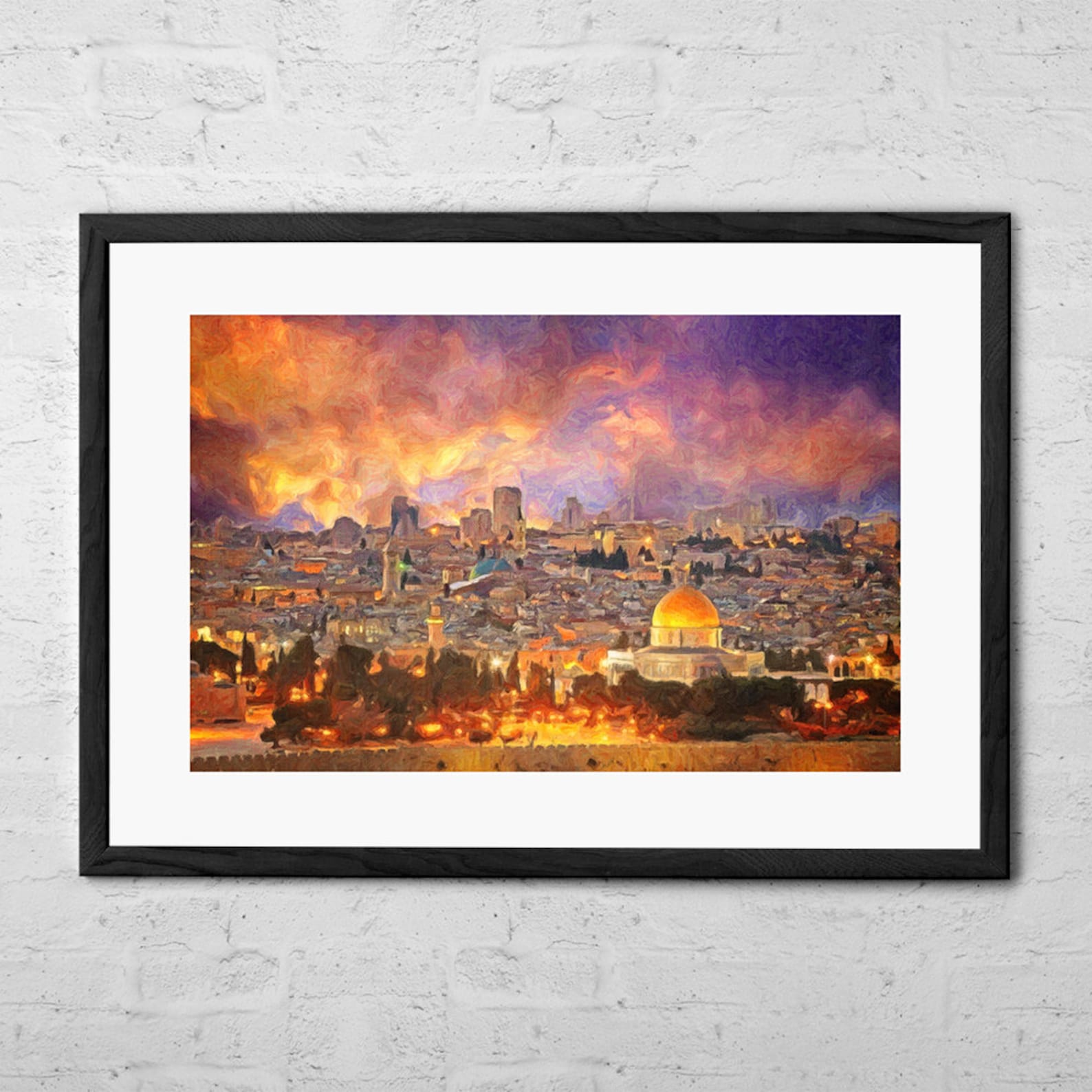 Jerusalem Skyline Painting Fine Art Print Ancient Religious - Etsy