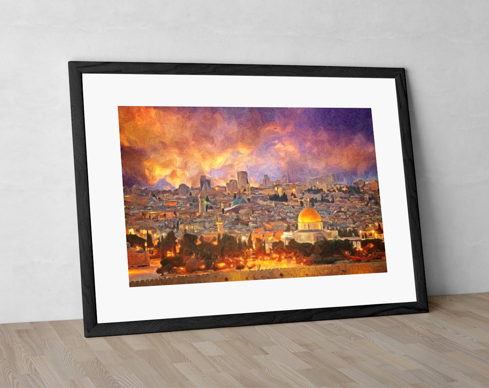 Jerusalem Skyline Painting Fine Art Print Ancient Religious - Etsy