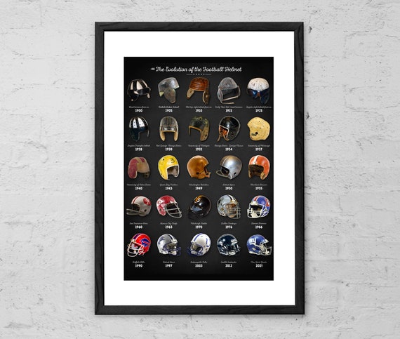 The Evolution of the Football Helmet Art Print College - Etsy