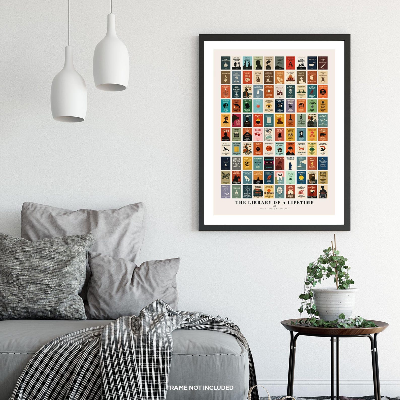 The Library of a Lifetime - 100 Classic Books - Art Print - Literary ...