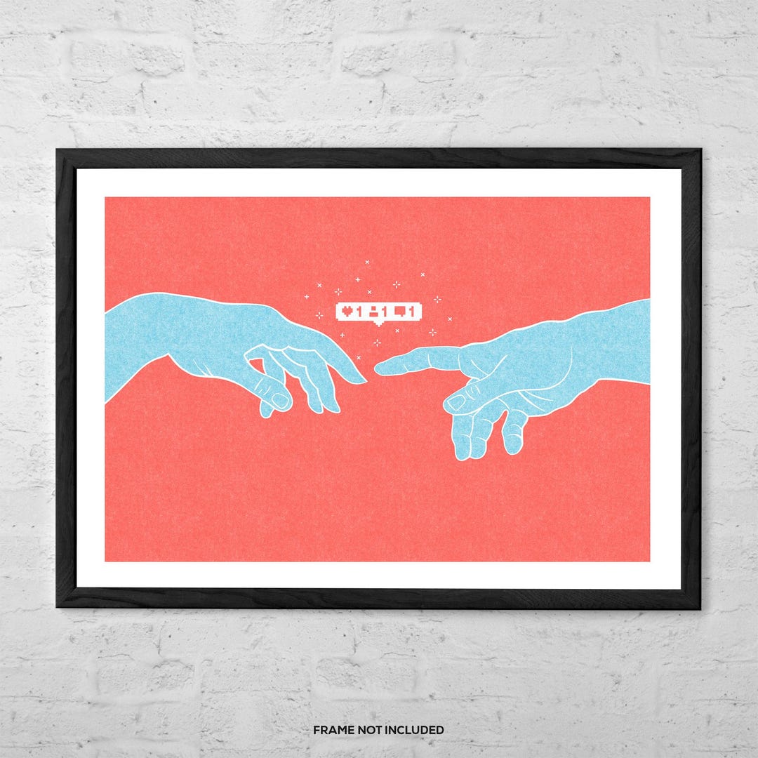 Digital Creation of Adam – Art Print – Pixel Remix of Michelangelo’s ...