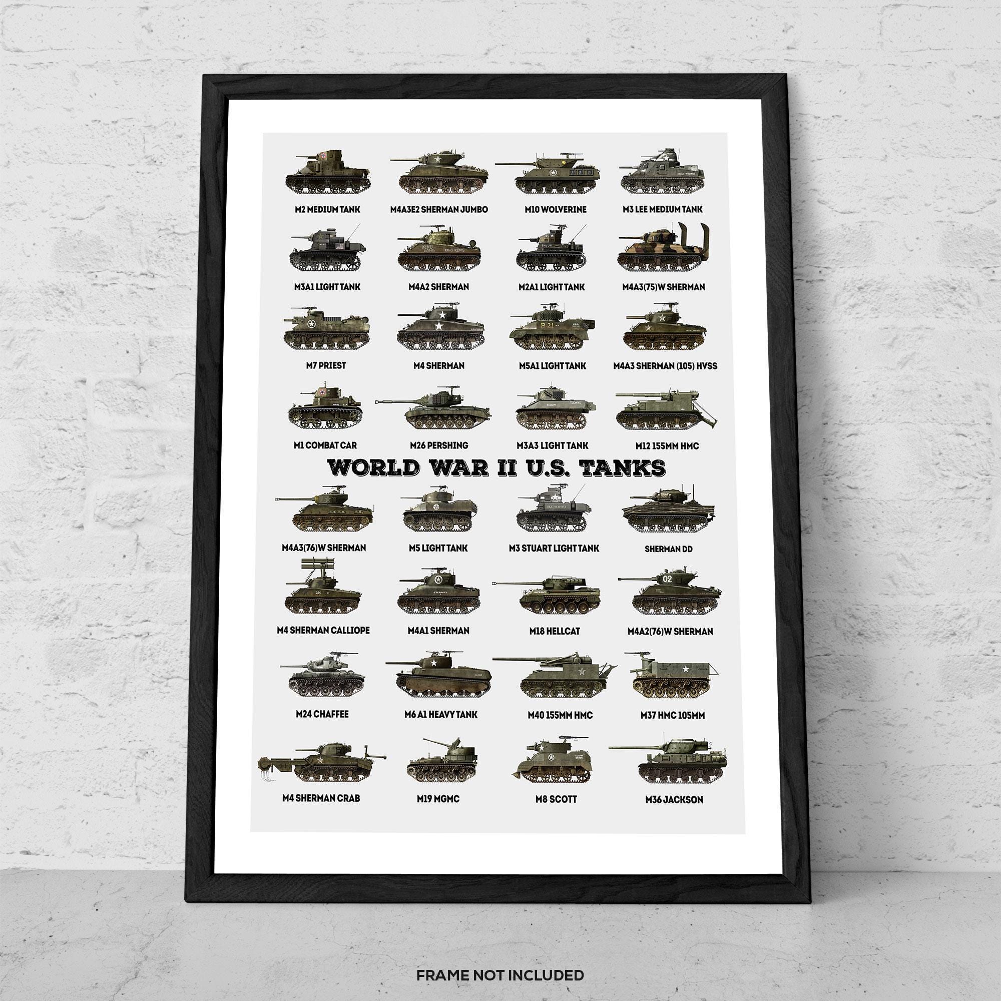 World War II U.S. Tanks - Art Print - World War 2 Tanks Poster ...