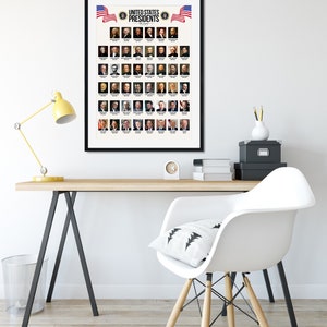 United States Presidents Art Print USA Presidents Poster Educational ...