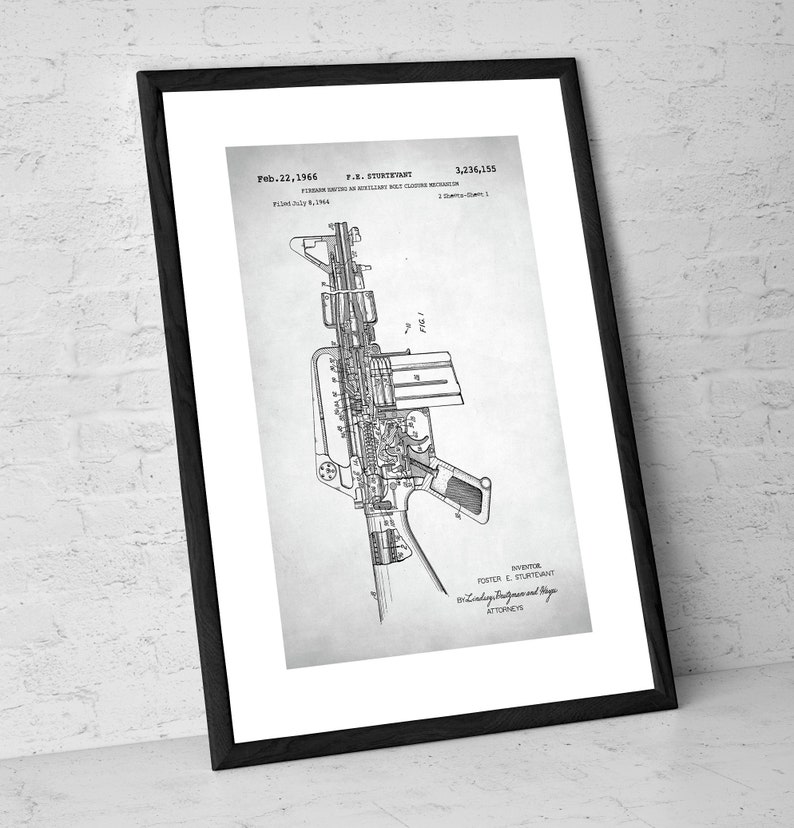 M16 Assault Rifle Patent Print Art 1966 M-16 Rifle Poster - Etsy