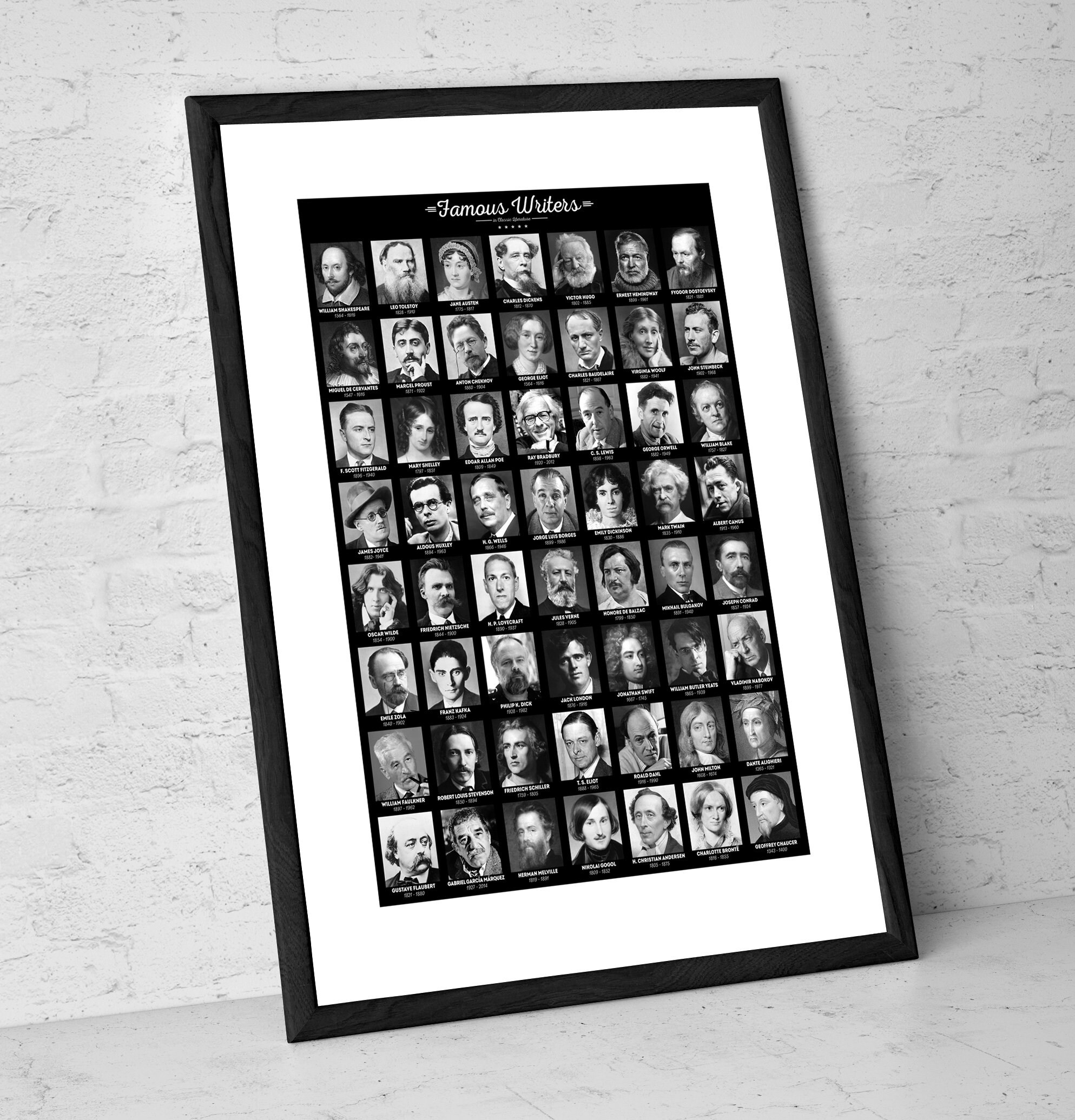 Famous Writers Art Print Literary Poster History of | Etsy