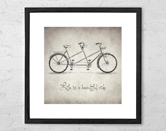 Life is a Beautiful Ride Print - Bicycle Wall Art - Red Bicycle Print ...