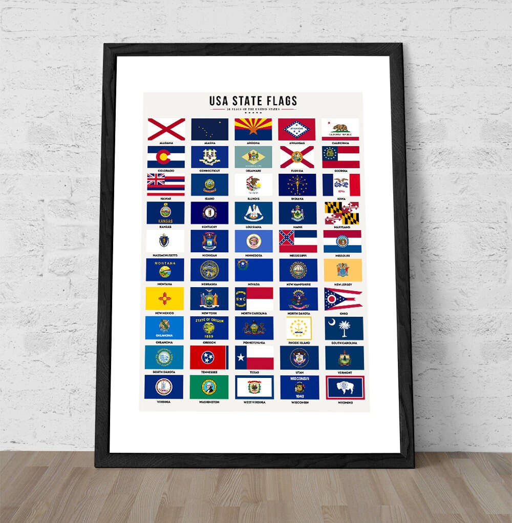 USA State Flags Art Print United States Flags Poster | Etsy