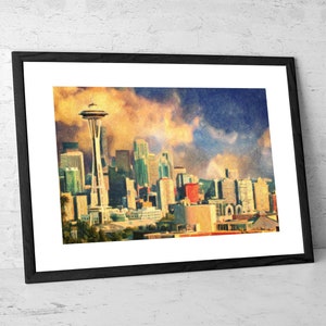 Seattle Skyline - Painting - Seattle Skyline Print - Seattle Print ...