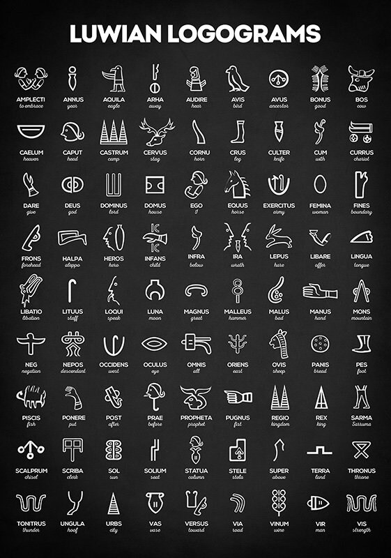 Luwian Hieroglyphic Script Art Print Ancient Mystical - Etsy
