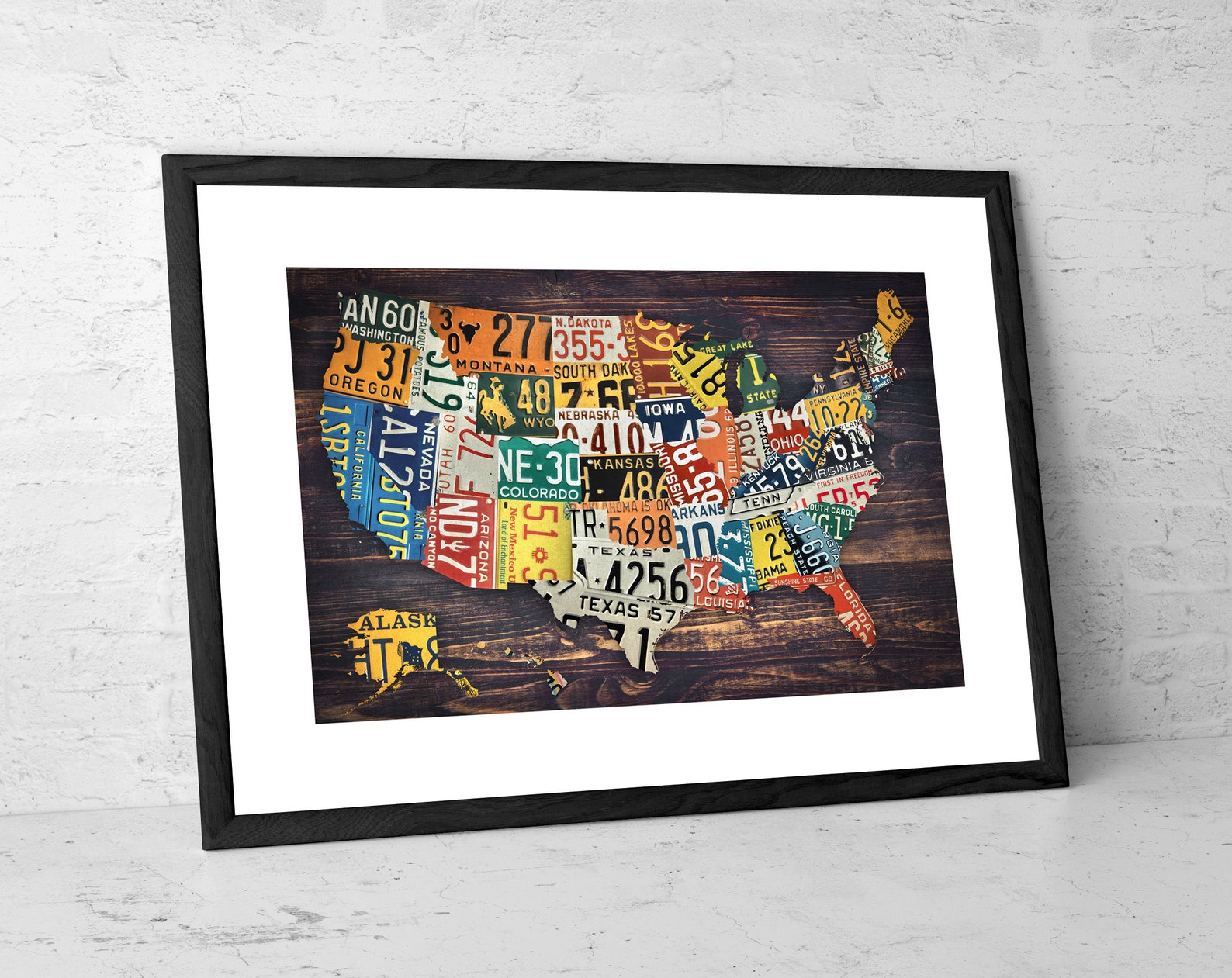 USA License Plates Map Art Print License Plates Poster - Etsy
