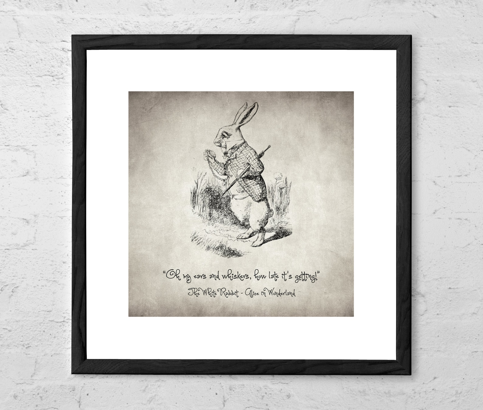 White Rabbit Quote - Alice in Wonderland- Drawing - Quote Prints ...