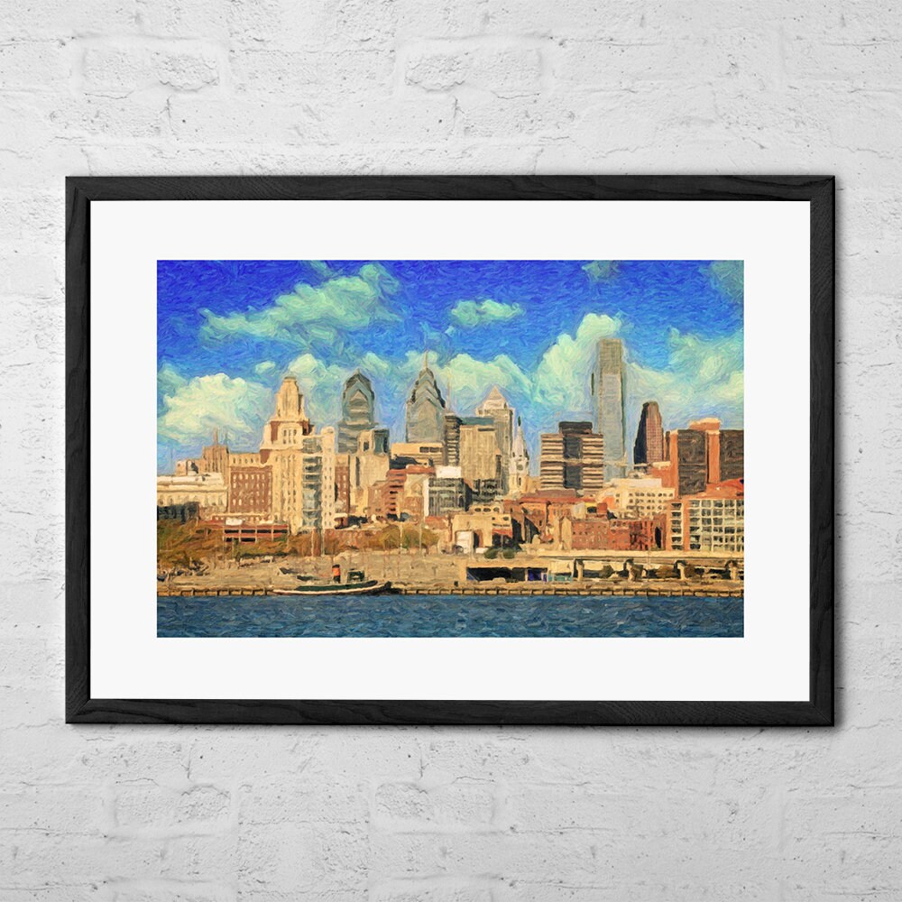 Philadelphia Skyline Painting Fine Art Print Pennsylvania Art | Etsy