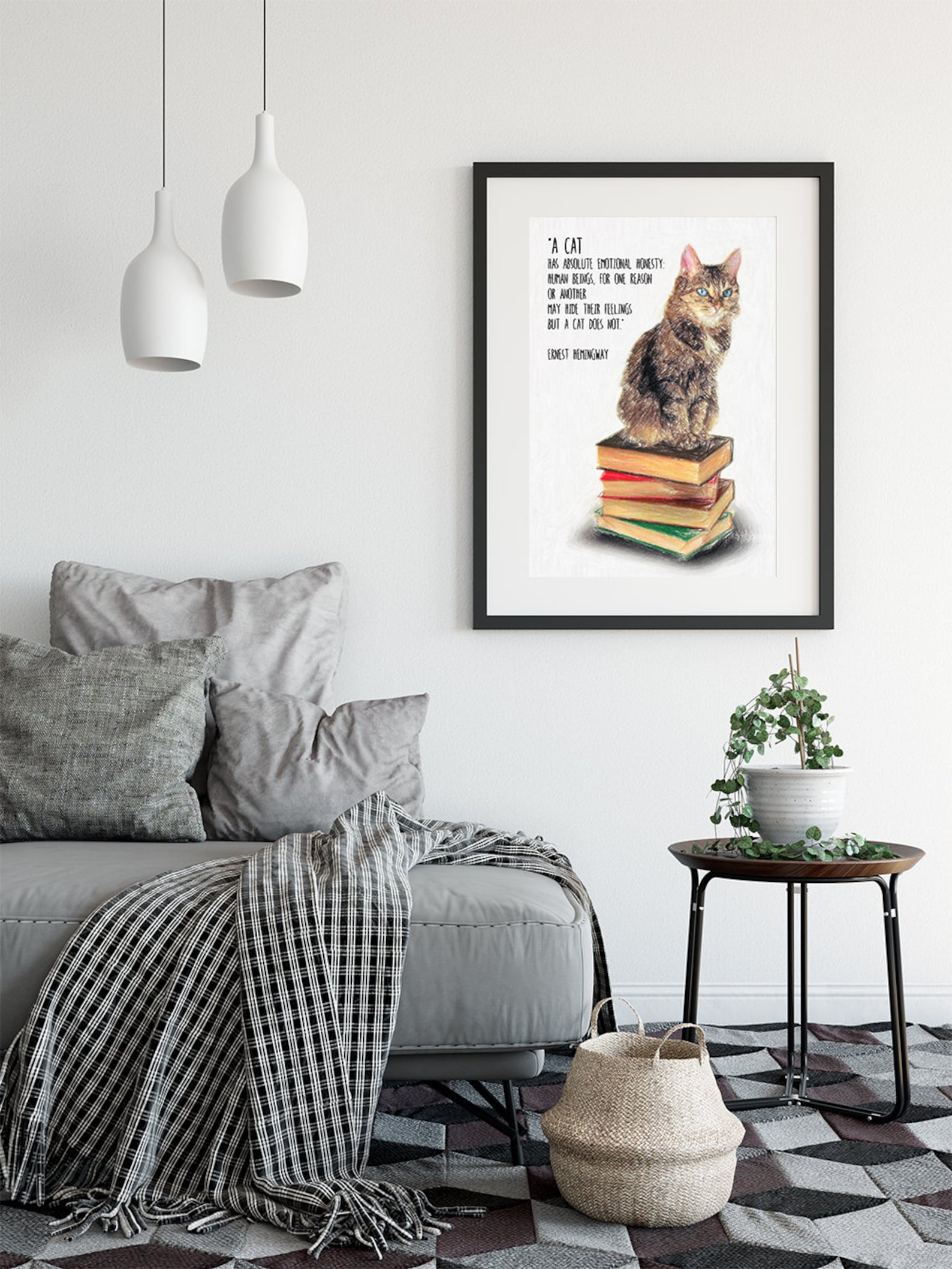 Cat Quote by Ernest Hemingway - Art Print - Hemingway Quotes - Cat ...