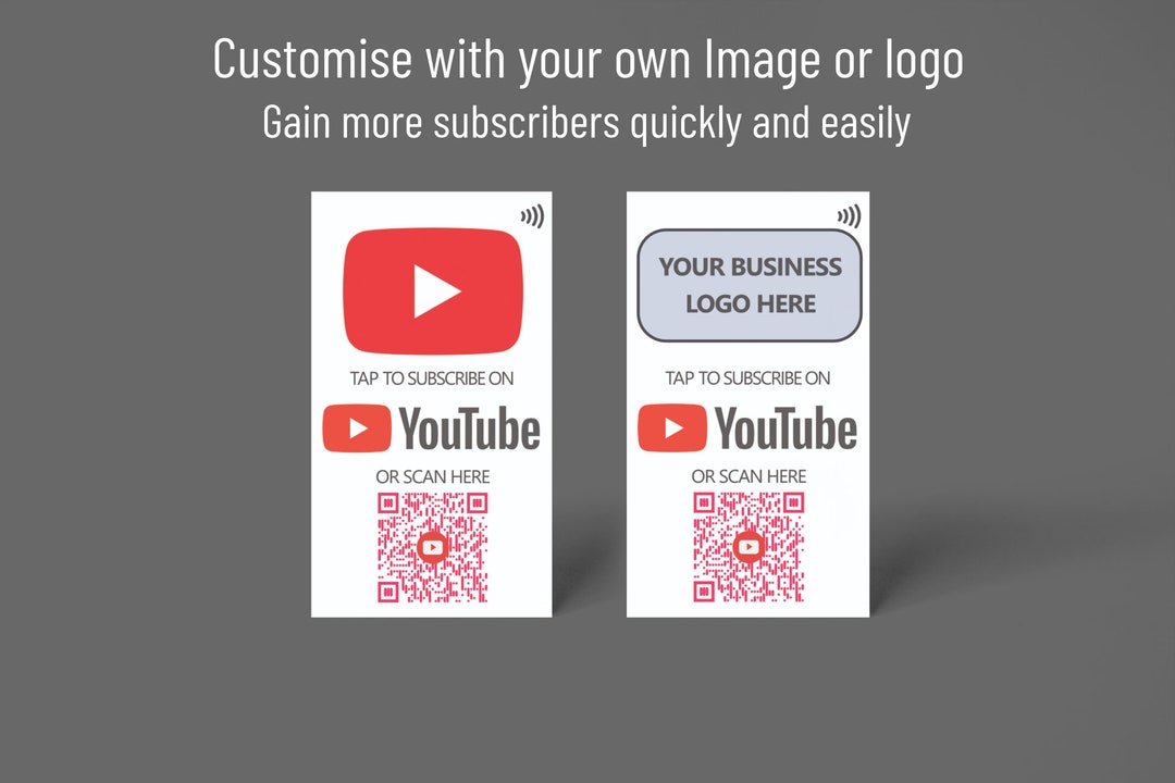 Contactless Social Media Card for Youtube - NFC Card With QR Code ...