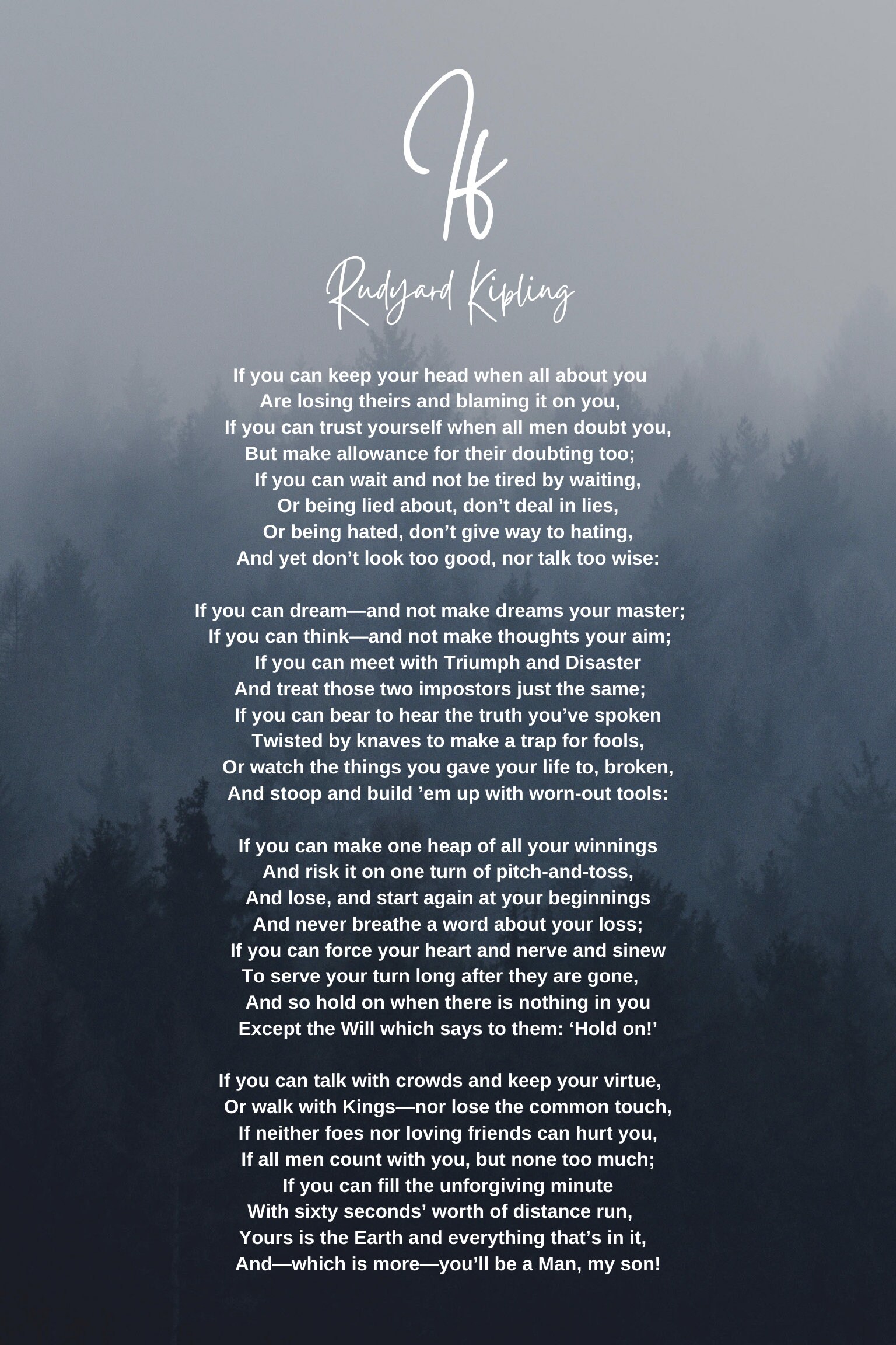 FRAMED IF poem by Rudyard Kipling poem. 16 x 24 | Etsy