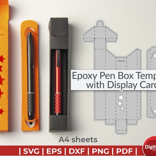 Pen Box Template Bundle Glitter Pen Patterns Svg Pen Display - Etsy