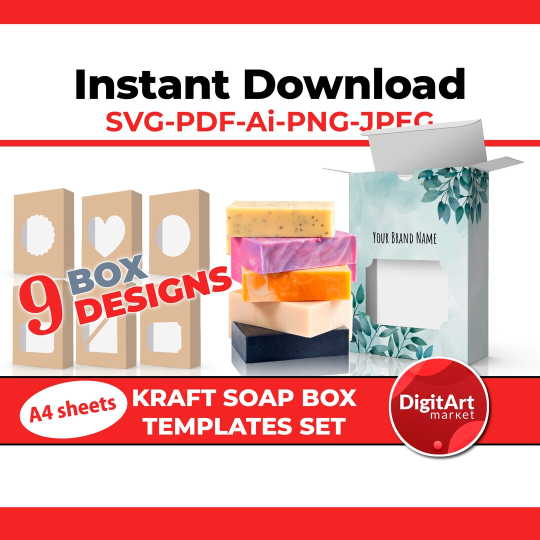 Soap Box Templates SVG, 3.5x2.5x1"soap Packaging, Soap Container, Kraft ...
