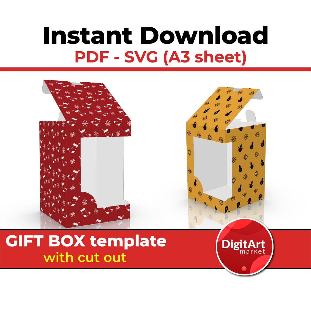 Classic Gift Box Template With Display Window, Candy Box, Succulent ...
