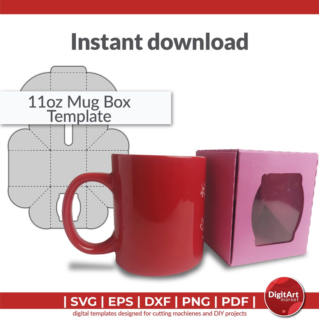 Mug Gift Box Template for 11oz Cup – Origami Mug Box SVG PDF ...