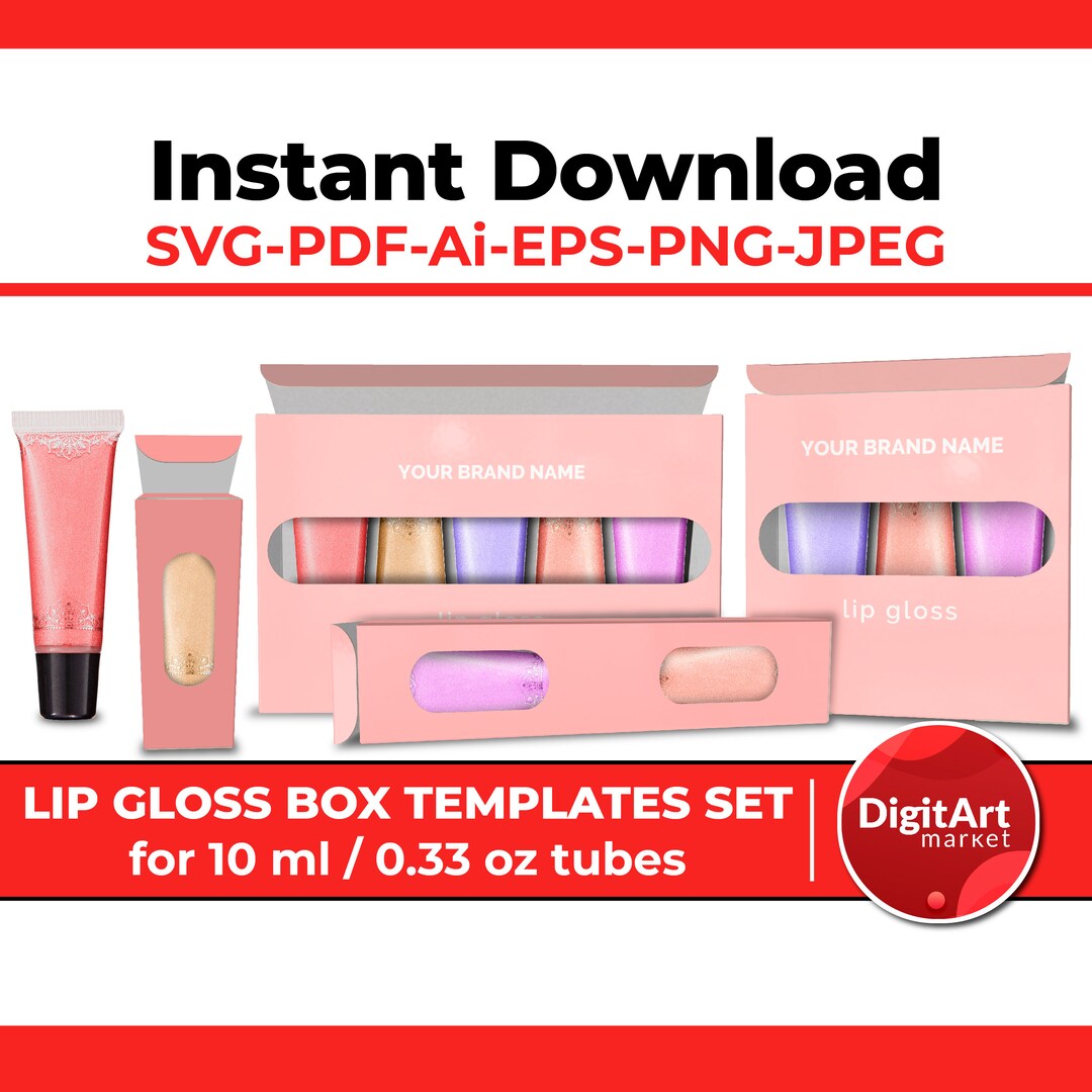 Lip Gloss Box Set Svg, Lip Gloss Packaging, Lip Gloss Box Template ...