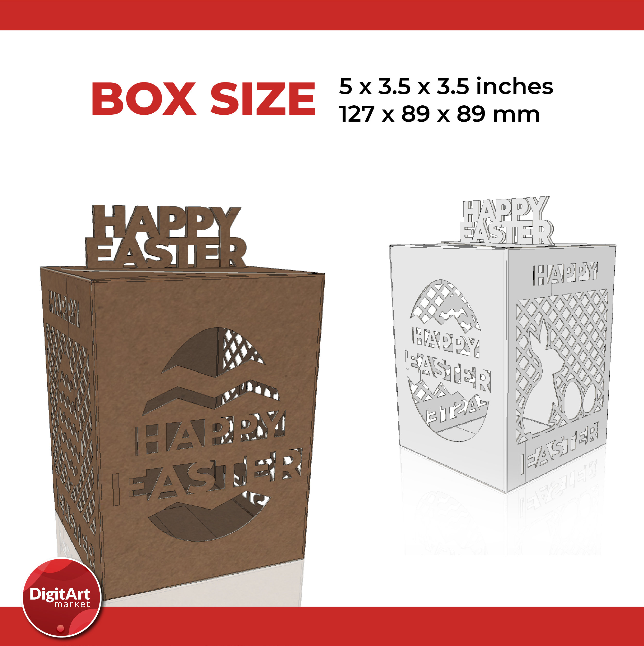 SVG Happy Easter Gift Box With Handle and Cut Out Template - Etsy